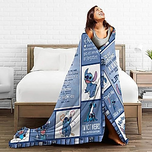 Cute Blue Alien Monster Plush Flannel Blanket Lightweight Soft Cozy Fuzzy Warm Fleece Throw for Couch Sofa Bedroom Living Room