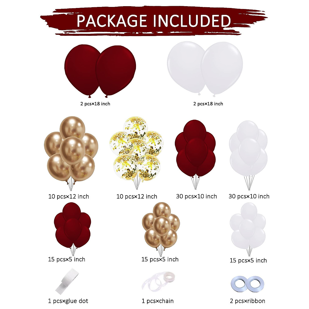 Graduation Party Decorations Maroon Gold 2024/Burgundy Gold Graduation Decorations/Maroon Gold Balloons/131pcs Maroon Birthday Party Decorations Women Fall Bridal Shower Decorations/Maroon Wedding