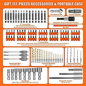 ENERTWIST Drill Bit Set, 112-Pieces 1/4" Hex Shank Impact Driver Bits and Screwdriver Bits Set Assorted in Tough Case for Wood Metal Cement Drilling and Screw Driving, ET-DBA-112