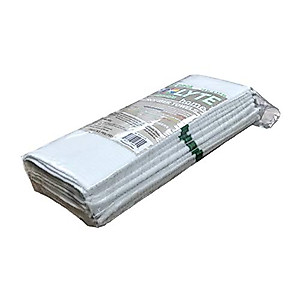 POLYTE Microfiber All-Purpose Ribbed Terry Bar Mop Towel for Home, Kitchen, Restaurant Cleaning (14x17, White w/Green Stripe) 12 Pack