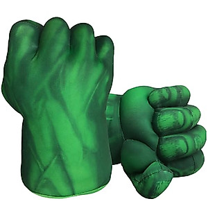 Superhero Hands Gloves Superhero Toy Fists Kids Soft Plush Superhero Costume Accessories Superhero Costumes Gloves Cosplay for Boy Girl Christmas Halloween Birthday Gift (1 Pair) Green