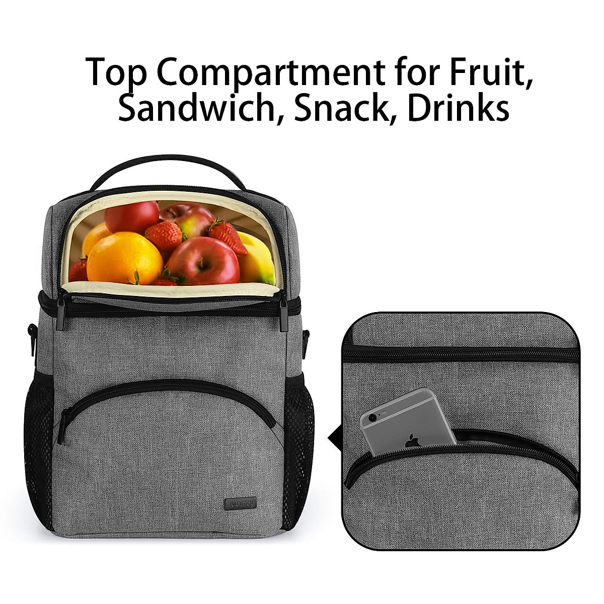 Teamoy Double Layer Breastmilk Cooler Bag with Ice Pack, Travel Baby Bottle Cooler Bag Tote Up to 6 Large 9 Ounce Bottles, Gray