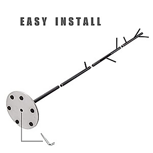 FLRH Coat Rack, 66" Metal Coat Shelf with Stable Marble Base, Metal Tree Hat & Coat Hanger with 7 Hooks, Floor Free Standing Wall Bedroom, Easy Assembly (Black)