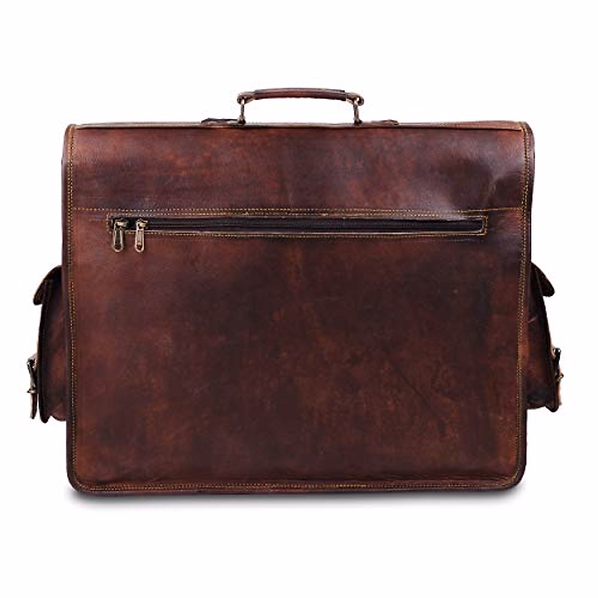 HULSH Vintage Leather Laptop Bag for Men Full Grain Large Leather Messenger bag for men 18 inches with rustic look Best leather briefcase