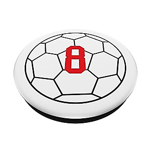 Number #8 Red Soccer Ball Number 8 PopSockets Swappable PopGrip