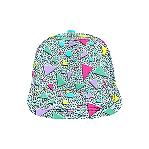 Memphis 80s 90s Flat Bill Baseball Cap for Mens Women Teens, Retro Dad Cap Trucker Snapback Sun Beach Hat