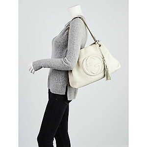 Gucci Womens Soho Leather Chain Straps Shoulder Handbag White Large