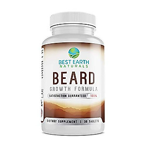Best Earth Naturals Beard Growth Formula for Men Vitamins, Nutrients, Biotin, Saw Palmetto, and PABA for Facial Hair Growth 30 Count