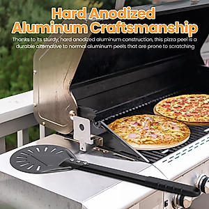 Pizza Turning Peel - Pizza Turner - Restaurant-Grade Aluminum Perforated Pizza Peel Lightweight Metal Outdoor Pizza Oven Accessories