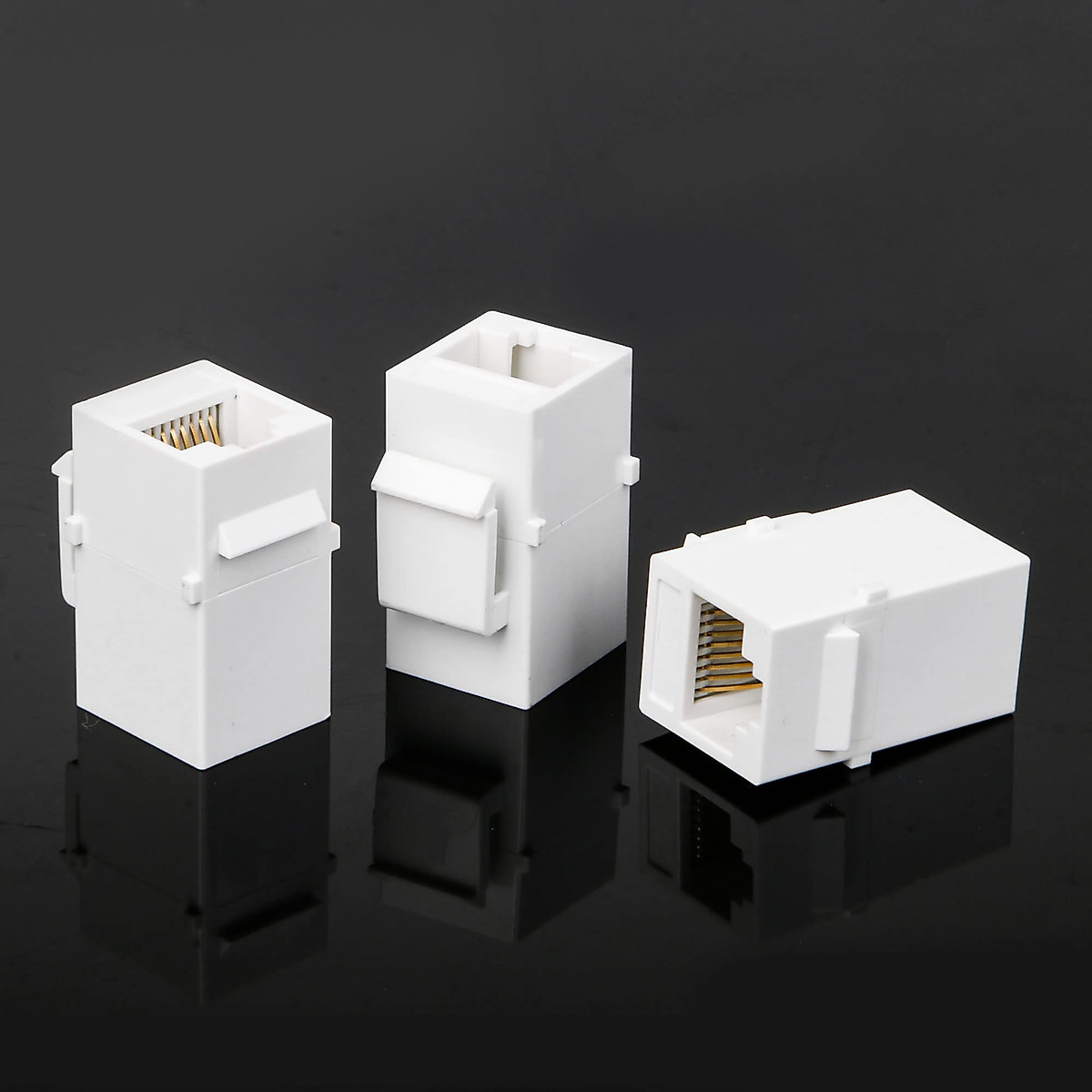 RDEXP Cat6 RJ45 Ethernet Inline Jack Coupler Keystone Female to Female Adapter Plug Set of 100