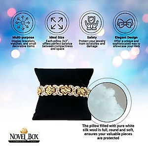 Novel Box Black Velvet Jewelry Display Watch Pillow 5 Pack - Bracelet Pillows for Easy Care & Soft Protection - Watch Cushion for Birthday, Valentine’s Day & Wedding Gift Displays