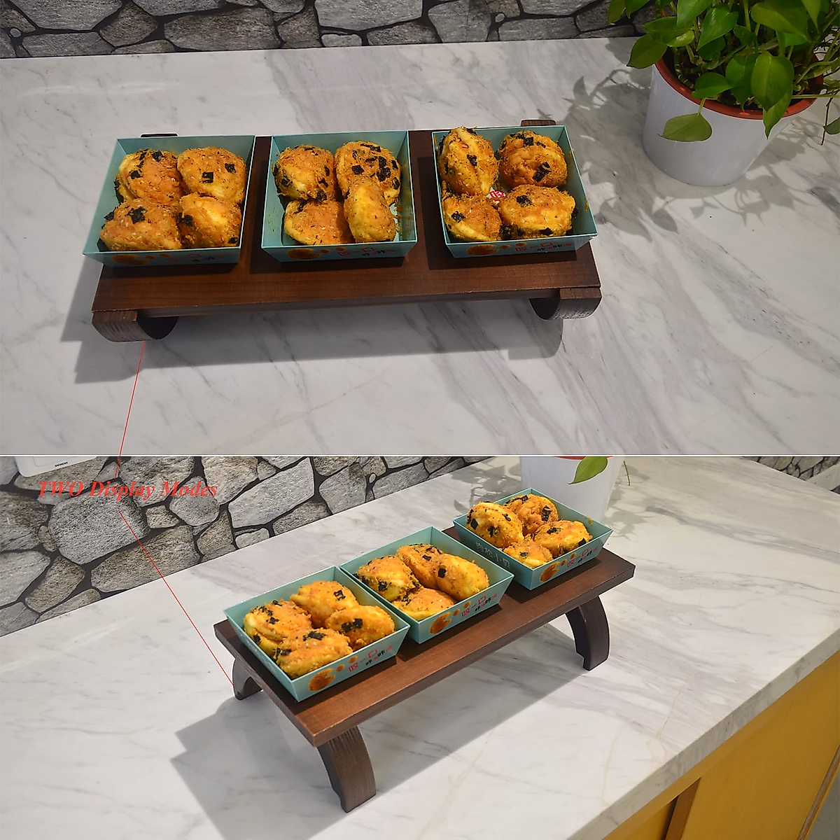 CKBASE 16" Wooden Cupcake Cake Stand Buffet Food Pastry Serving Display Riser for Dessert Table Rustic Farmhouse Home Party Decoration Appetizer Bakery Snack Food Decor Gift for Wedding,Birthday