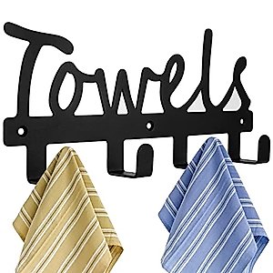 Fasmov Wall-Mounted 4 Hook Wall Towel Rack Originality Clothing Hooks, Towel Holde for Kitchen Storage Organizer Rack, Bathroom Towels, Robes, Clothing