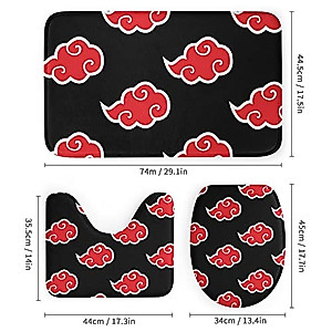 4 Piece Anime Shower Curtain Set, Bathroom Decor Sets with Waterproof Shower Curtain, Non-Slip Soft Flannel Rugs, Toilet Lid Cover, Bath Mat and 12 Hooks (70.9 X 70.9 Inch)