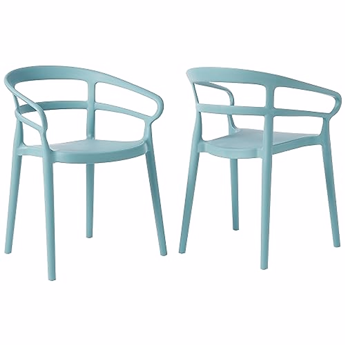 Amazon Basics Light Blue, Curved Back Dining Chair-Set of 2, Premium Plastic