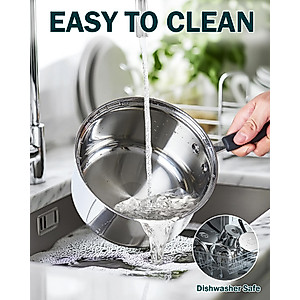 Cook N Home Professional Stainless Steel Saucepan with Lid, 1 and 2 Quarts, Silver