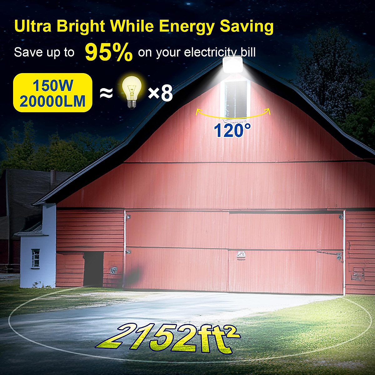 150W Motion Sensor Outdoor Lights, Dusk to Dawn Outdoor Lighting with Photocell 20000LM 6500k, Adjustable Arm Mount IP66 Waterproof Security Flood Lights for Yard, Porch, Garage