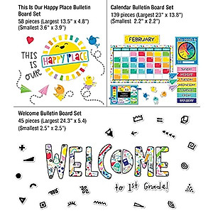 Carson Dellosa Happy Place Classroom Bright Classroom Decor Bundle, Classroom Calendar & Welcome Bulletin Board, Bulletin Board Letters, Classroom Decor Set, Motivational Poster Set (706 pc)