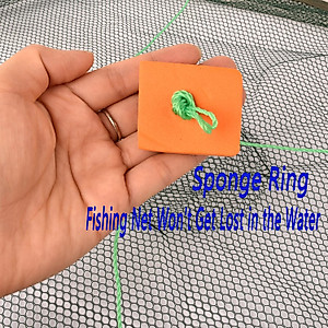 Foldable Fishing net Hand cast net, Shrimp net Crab net Fishing net Crayfish Hand cast cage (Top: 39.4in/Bottom:31.5in)