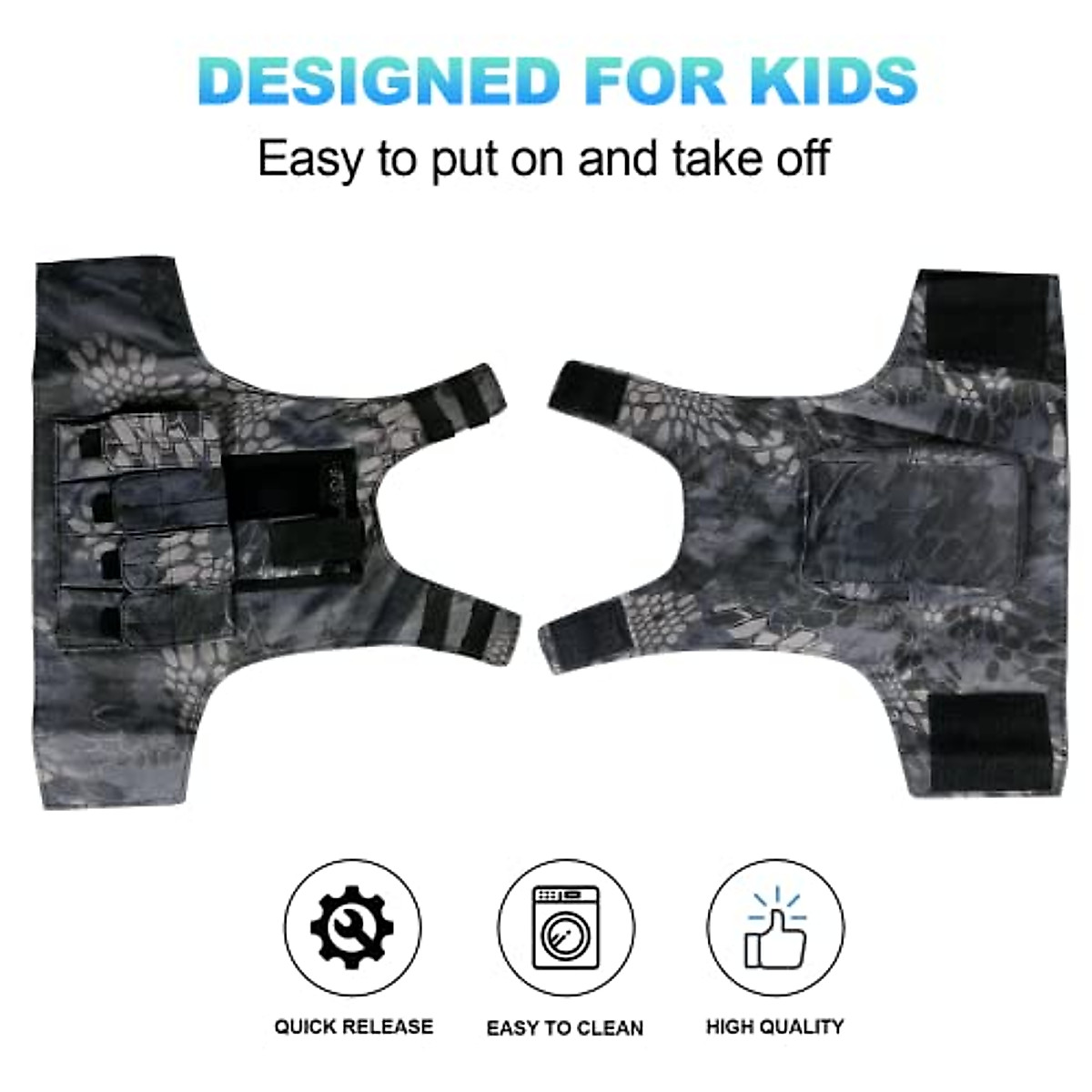 Kids Tactical Vest Kit Teens Airsoft Vest Outdoor Woodland CS Multi-Function Combat Assault Training Protective Adjustable Vest