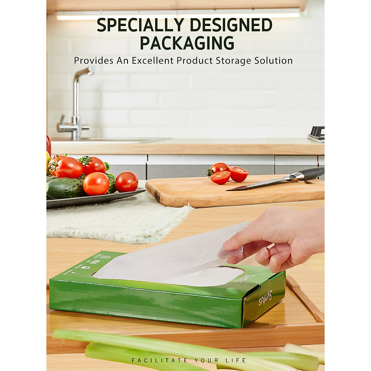 Syntus 100 Count Vacuum Sealer Bags Gallon 11 x 16 inch for Seal a Meal, Commercial Grade BPA Free Heavy Duty Precut Seal Bags, Food Vac Bags for Storage, Meal Prep or Sous Vide