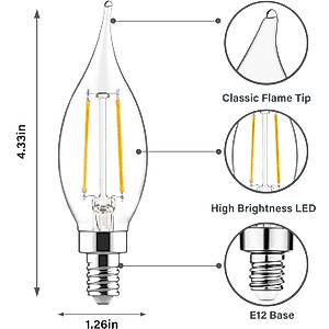 Sengled E12 Candelabra Bulb 60W Equivalent LED Chandelier Light Bulbs, 5W Dimmable E12 LED Bulb, 2700K Soft White 450LM Candelabra Base, Flame Tip Candle Light Bulbs, 12 Packs