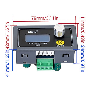 DROK Buck Boost Converter, DC 6-30V to 0-36V 6.1A 216W 6V 9V 12V 24V 36V CC CV Buck Boost Module, DC Regulated Power Supply, Stepdown Stepup Adjustable Voltage Regulator for Solar Panel