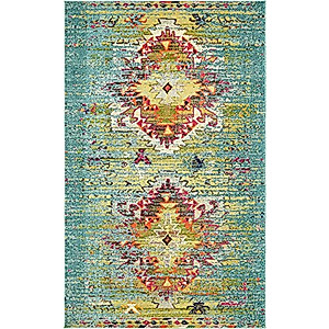 Unique Loom Vita Collection Over-Dyed Southwestern Tribal Vintage Area Rug, Rectangular 5' 0" x 8' 0", Turquoise/Yellow