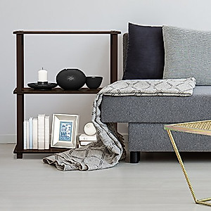 Furinno Turn-S-Tube 3-Tier Compact Multipurpose Shelf with Square Tube, Walnut/Brown (18025WN/BR)