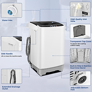 Nictemaw Portable Washing Machine 15.6lbs Capacity Full-Automatic Portable Washer and Dryer Combo with 10 Programs and 8 Water Level Selections 2.1 Cu.ft Compact Washer for Apartments, Home, Dorms, Rv