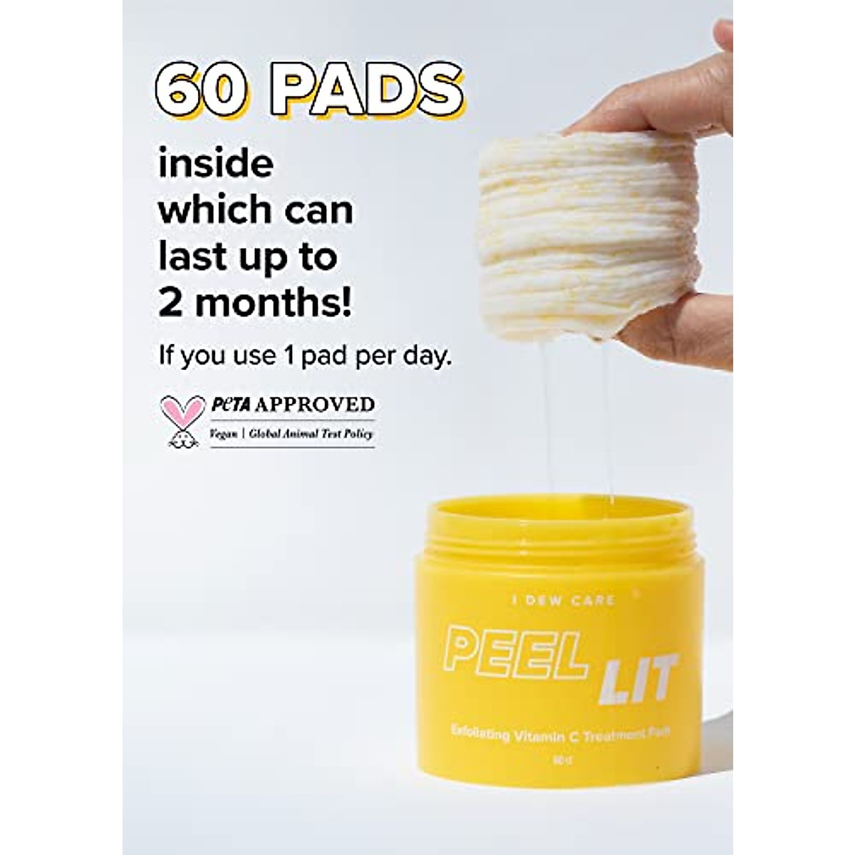I DEW CARE Peel Lit Citric Acid Peel Pads | Exfoliating Vitamin C Treatment Pads with AHA and PHA | Chemical Peels for Face | Korean Skincare, Vegan, Cruelty-free, Gluten-free, Paraben-free
