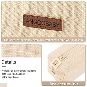 ANGOOBABY Small Pencil Case Student Pencil Pouch Coin Pouch Cosmetic Bag Office Stationery Organizer For Teen School-Beige