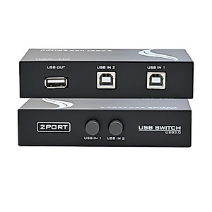OLLGEN 2 Port USB 2.0 Sharing Manual Switch Box Hub 2 PCS Share 1 USB Device for Printer Scanner Camera Keyboard (2 Port)
