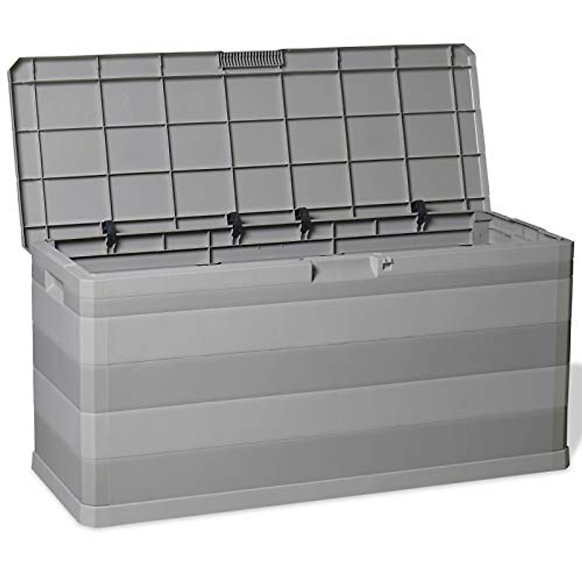 Tidyard Garden Storage Deck Box Plastic 74 Gal Lockable Garden Container Cabinet Toolbox Gray for Patio, Lawn, Poolside, Backyard Outdoor Furniture