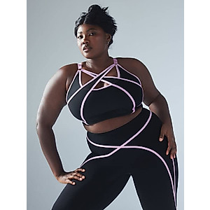 Savage X, Womens, X Mesh Medium-Impact Sports Bra, Black Caviar, XL