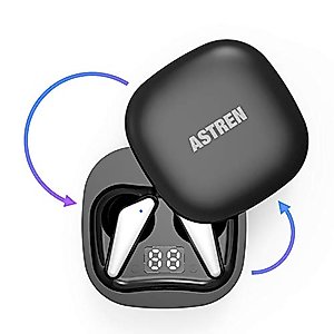 Astren Zyre True Wireless Earbuds – Ergonomic Bluetooth Earbuds with Rotating Charging Case – Noise-Cancelling Waterproof Bluetooth Earbuds – Comfortable and Lightweight Earbuds with Mic (Black)