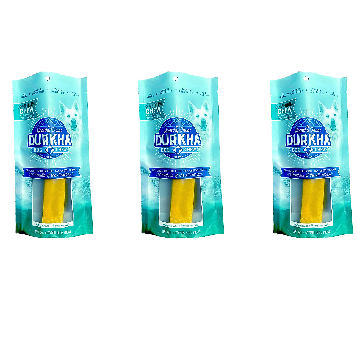 Durkha Himalayan Cheese Chews for Dogs | Natural Long Lasting Dog Chew Made from Yak or and Cow Milk | Great for Aggressive Chewers | Does Not Stain Carpets or Furniture. (3 Pack)