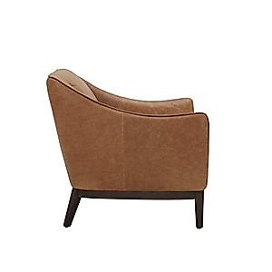 Amazon Brand – Rivet Bayard Contemporary Leather Accent Chair with Curved Armrests, 33.5"W, Cognac