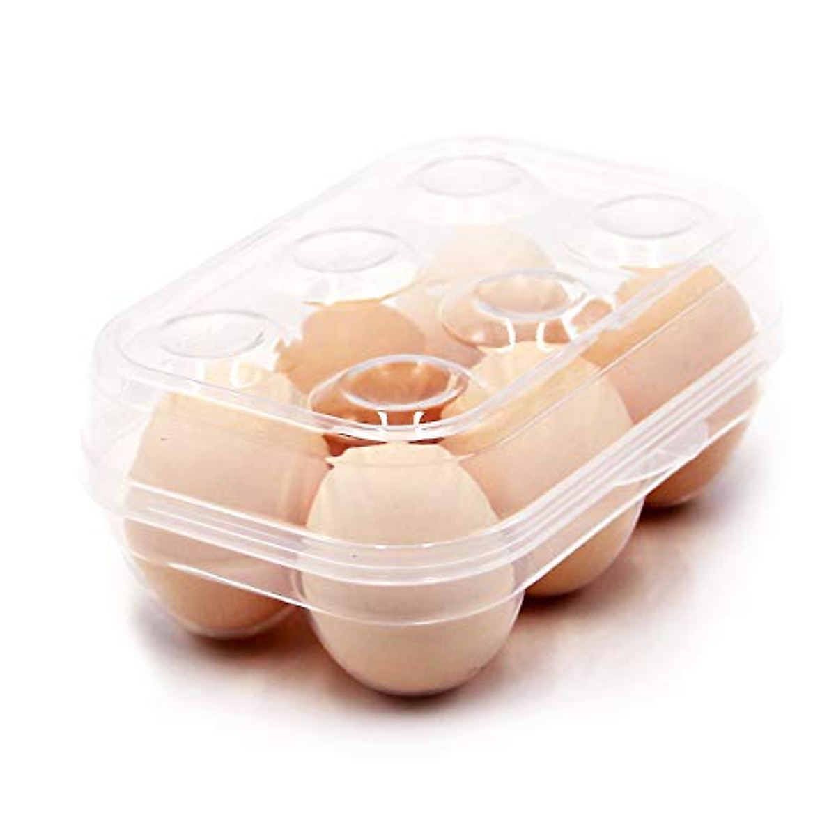 JAMOR 6 Grid Egg Storage Box Refrigerator Crisper Egg Protection Box Portable Egg Carriage Container For Camping Picnic Essential (White)