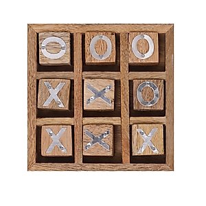 EARTHLY HOME Wooden Tic Tac Toe Game - Board Game - Table Top Living Room Decor Fun Game - Indoor Outdoor Adults Classic Travel Game (Black & White)