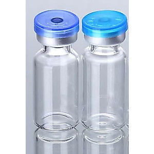 GISUREM 10ml Glass Bottle,Sterile Transparent Vial,Seals Empty Vials, Lab Sample Vial, Empty Vials with Self Healing Injection Port,with Flip Off Aluminum Cap (Transparent Borosilicate Glass A)