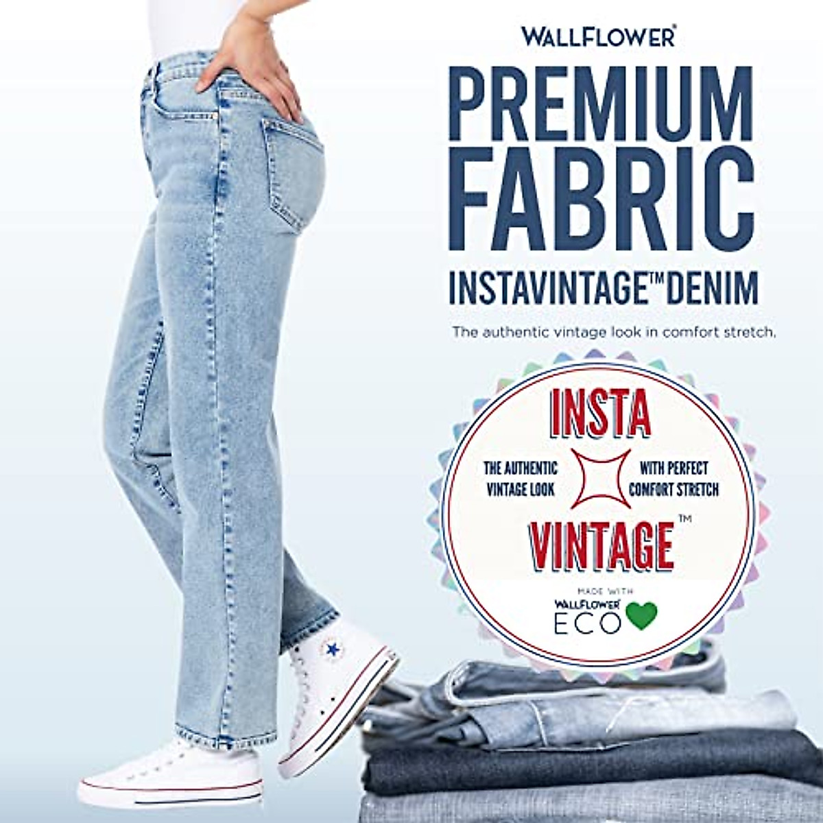 WallFlower Women's Dad Denim High-Rise Insta Vintage Juniors Jeans, Carbon, 0