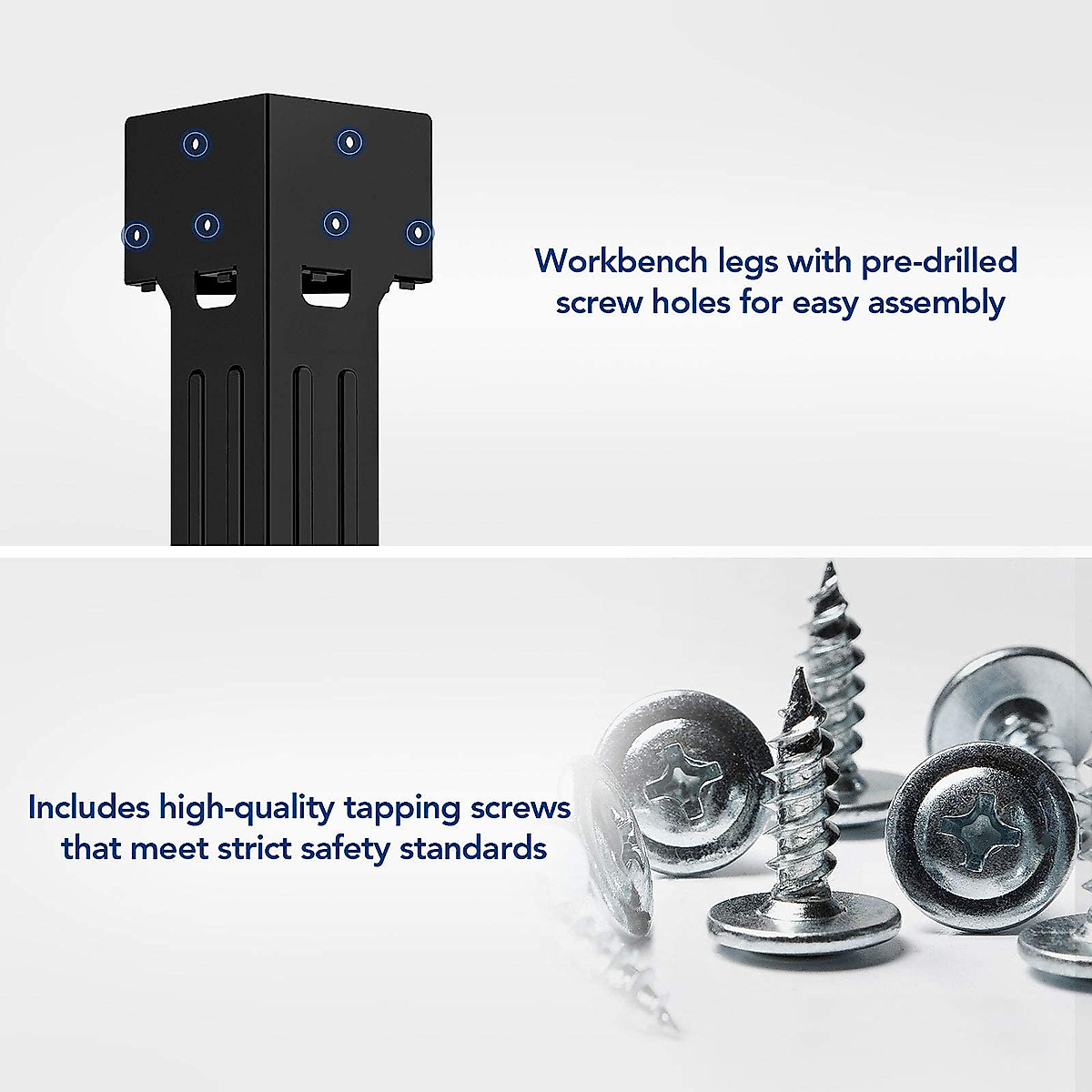 FLEXIMOUNTS Universal Steel Work Bench Leg Kit, Garage Storage Shelving Frame Workbench Customizable in Sizes and Colors, Maximum 96" Length, 48" Width, 35.4" Height, Black,Lumber Not Included