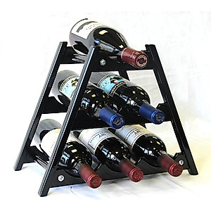 sfDisplay.com, Factory Direct Display Cases Wine Rack Wood -6 Bottles Hardwood Stand -Black