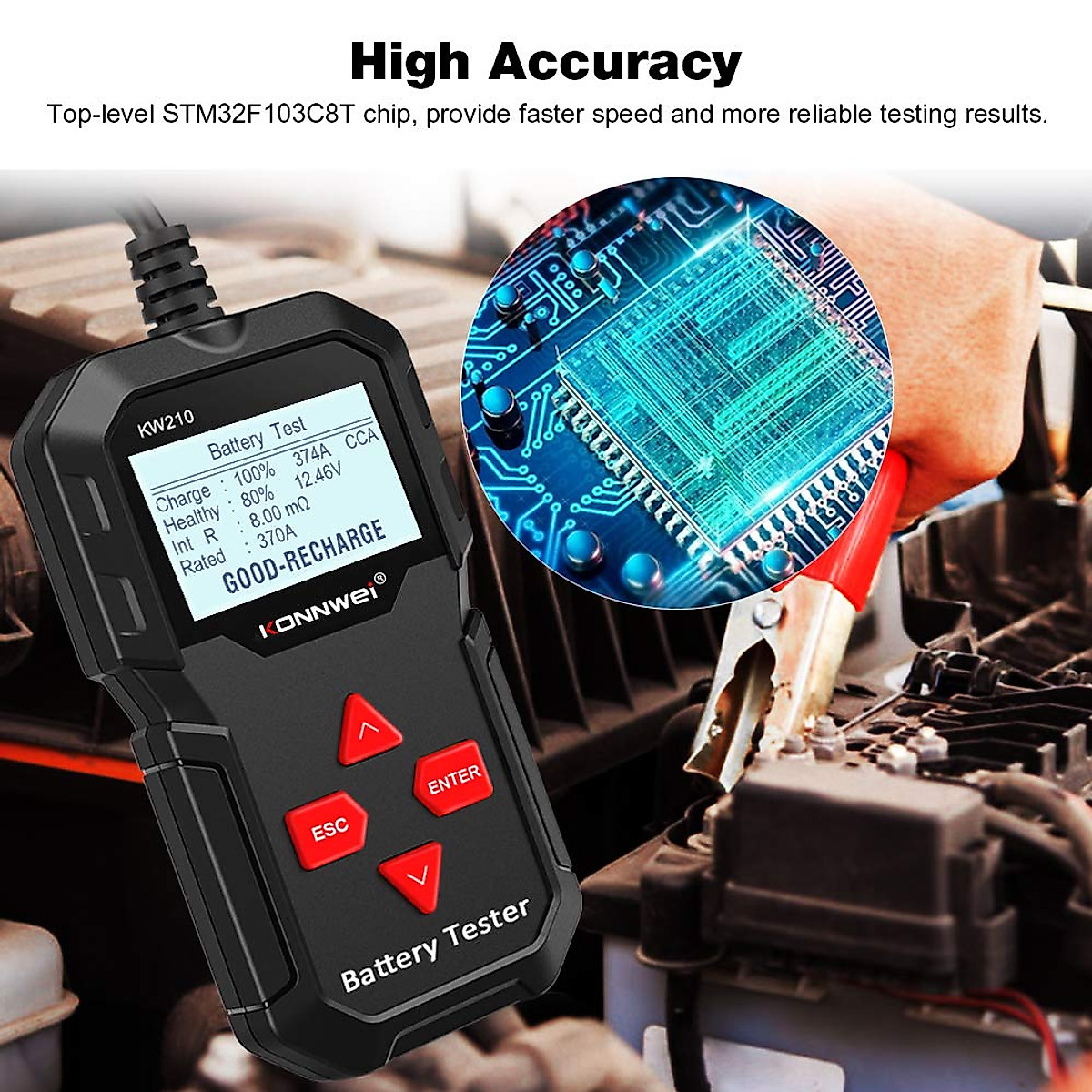 KONNWEI 12V Car Battery Tester 100-2000 CCA Load Tester Automotive Alternator Tester Battery Analyzer