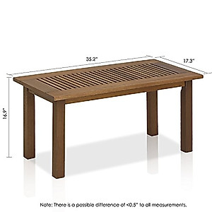 Furinno FG16504 Tioman Hardwood Patio Furniture Outdoor Coffee Table in Teak Oil, 1-Tier, Brown
