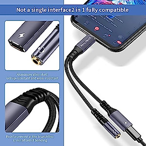 USB c Headphone Adapter,USB C to 3.5mm Headphone and Charger Adapter,USB C to AUX Mic Jack with PD 60W Fast Charging for Samsung Galaxy S20 S21 21 S22 22 iPad Pro Air 4 5 Mini 6 (2 in 1)