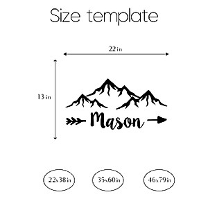 Mountain Boy Name Wall Decal Nursery Mountains Wall Decal Boy Nursery Wall Baby Room Woodland Decor Boy Name Wall Decal Rustic Decal