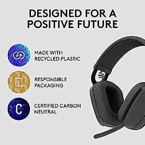 Logitech Zone Vibe Wireless Bluetooth Headphones with Noise-Canceling Mic, USB-A, USB-C, for Google Meet, Google Voice, Zoom, Mac/PC, Black