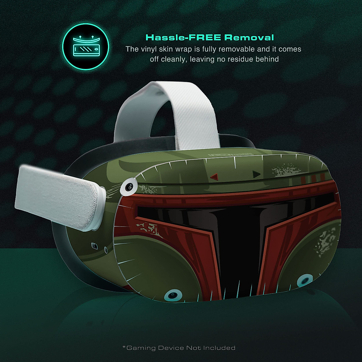 Arlon Graphics Bounty Hunter Skin Wrap Decal for Oculus Quest 2 - Includes Decals for The Front, top, Bottom, Two Controllers, Charging Plug and 2 Extra Stickers - Video Instructions, Green